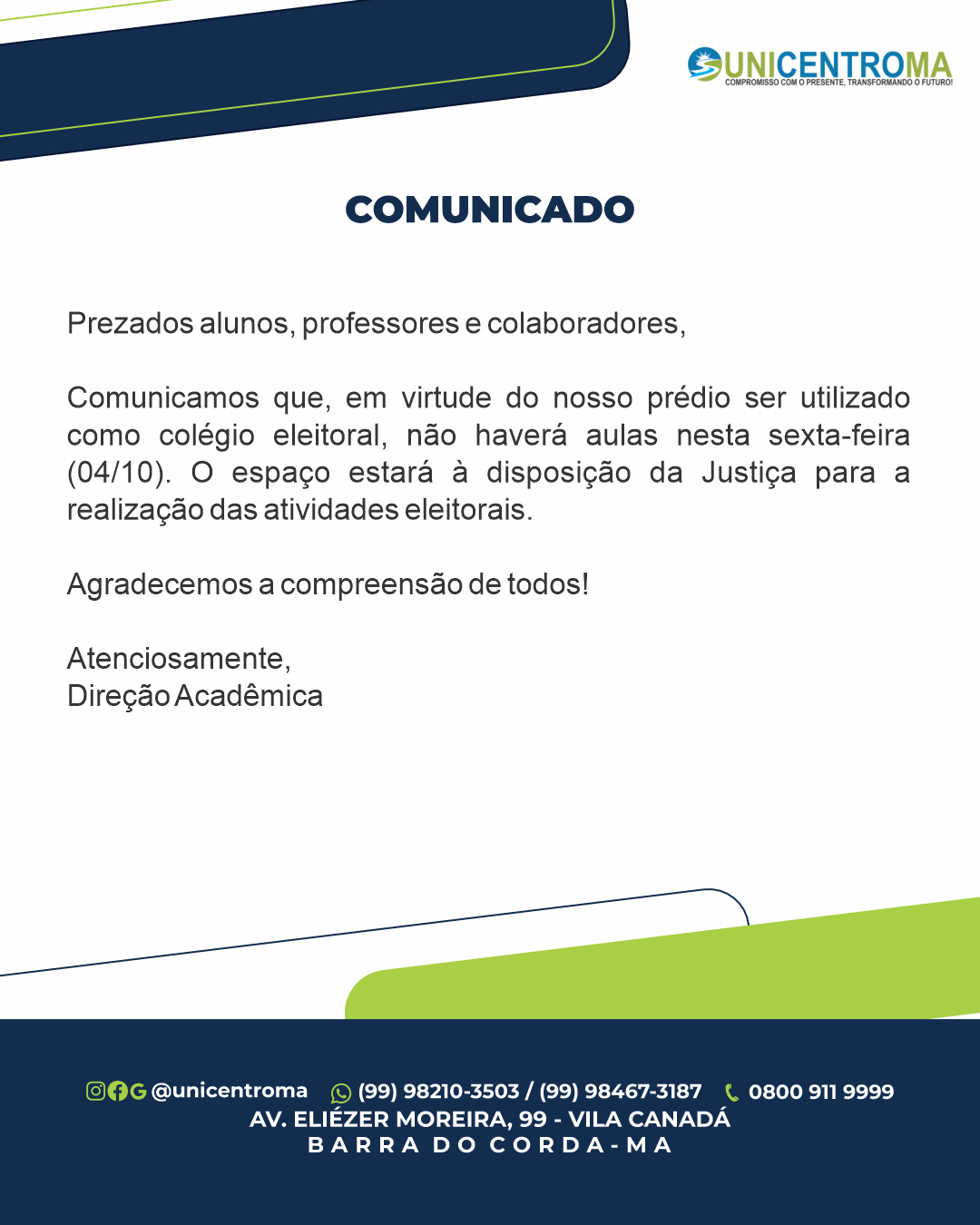 Comunicados - Unicentroma